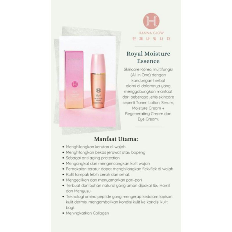 Jual Hanna Glow - Royal Moisture Essence | Shopee Indonesia