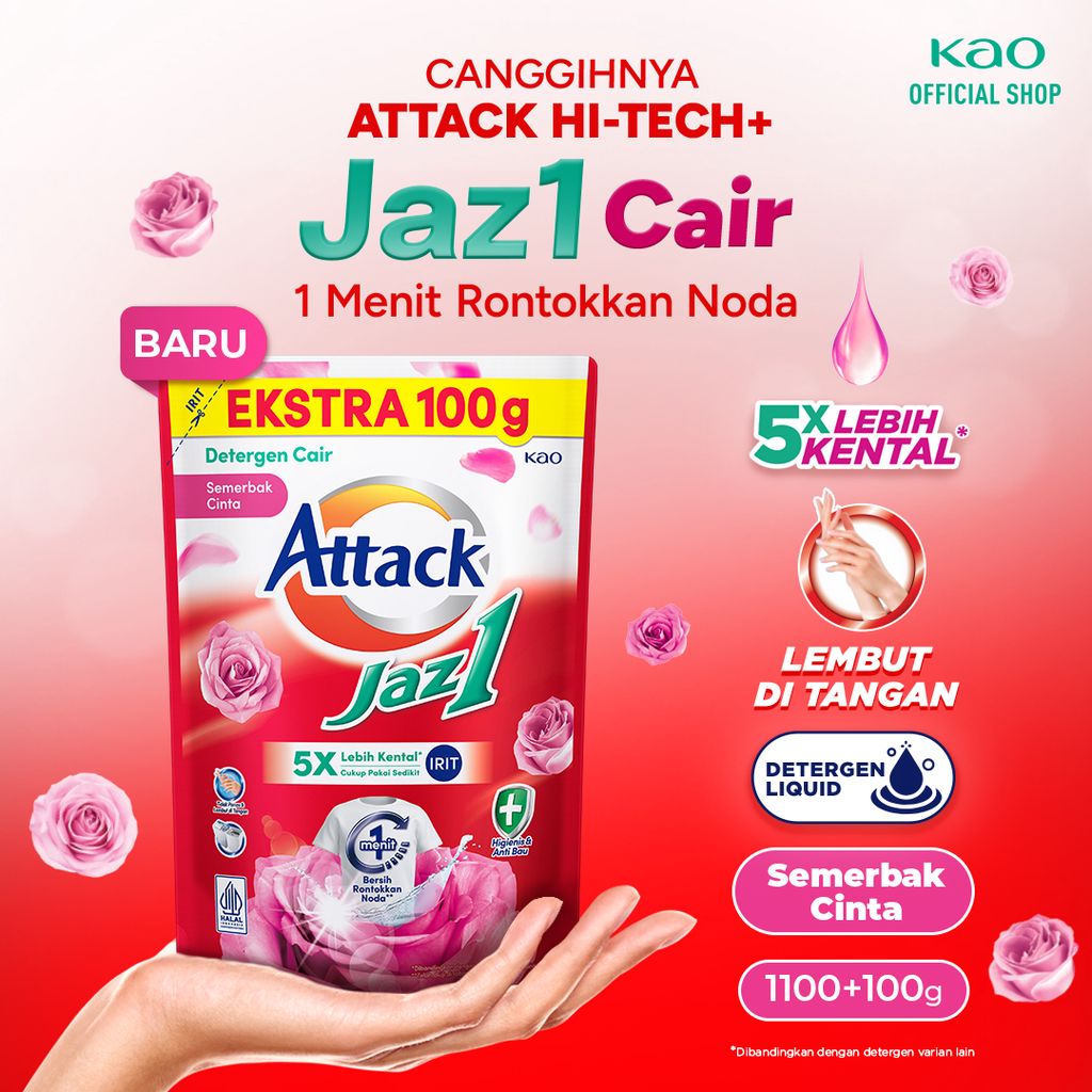 Jual Attack Jaz1 Deterjen Cair Sabun Cuci Baju Semerbak Cinta 1100 ...