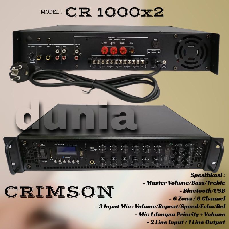 Jual Power Amplifier Crimson CR 1000X2 Bluetooth - USB dan Bell | Shopee Indonesia
