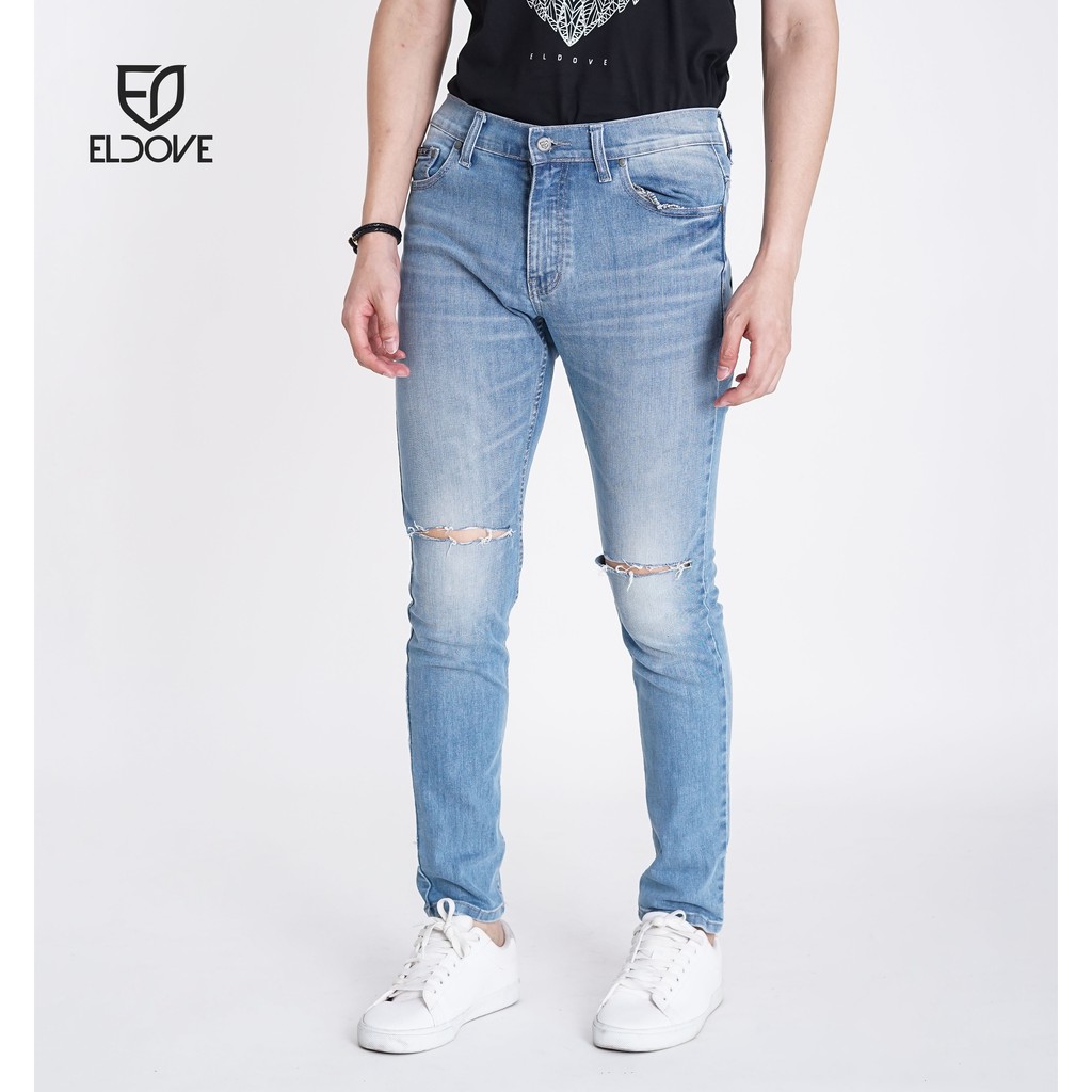 Jual Eldove Denim Jeans Stretch Light Blue Ripped 2040 | Shopee Indonesia