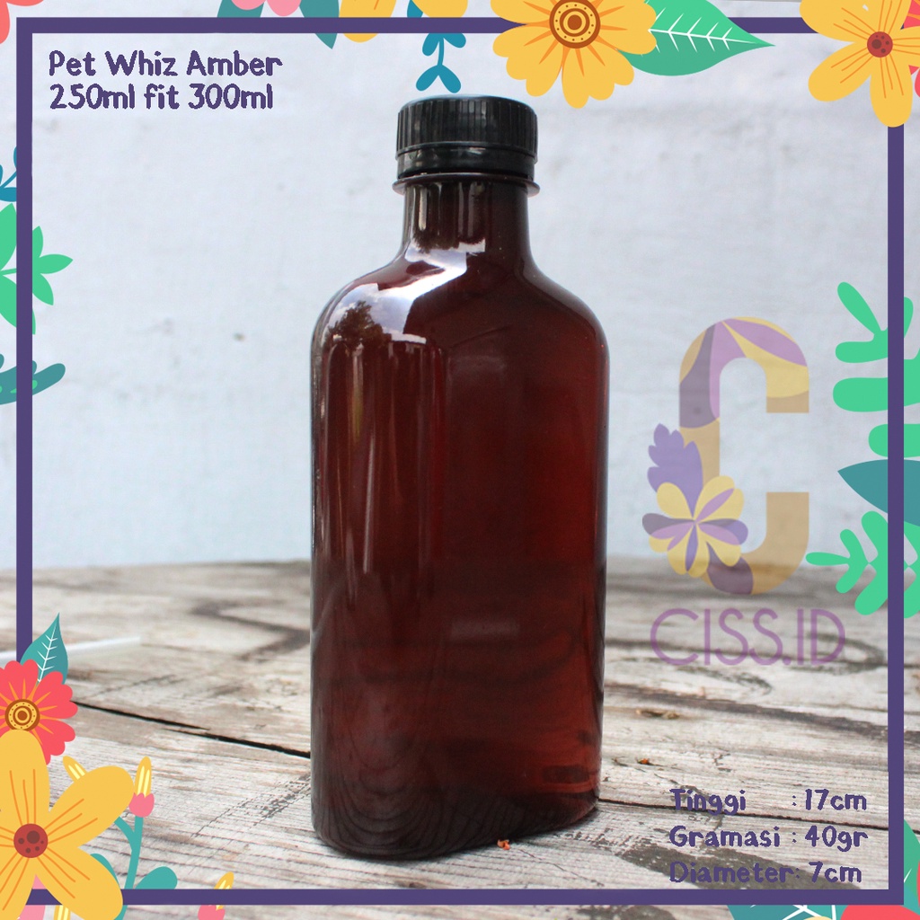 Jual BOTOL PLASTIK PET WHIZZ GEPENG 300ML COKLAT AMBER KEMASAN MINUMAN ...