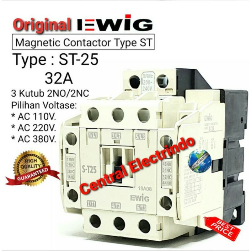 Jual Magnetic Contactor ST-25 AC 220V EWIG. | Shopee Indonesia