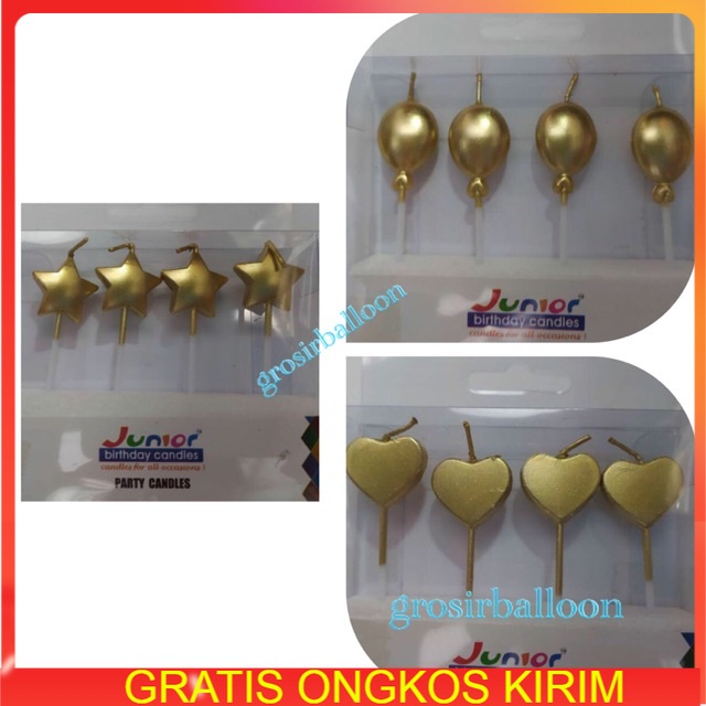Jual BALONTOYS LILIN ULANG TAHUN METALIK GOLD LILIN LOVE LILIN BINTANG LILIN BALON TOPPER CAKE ...