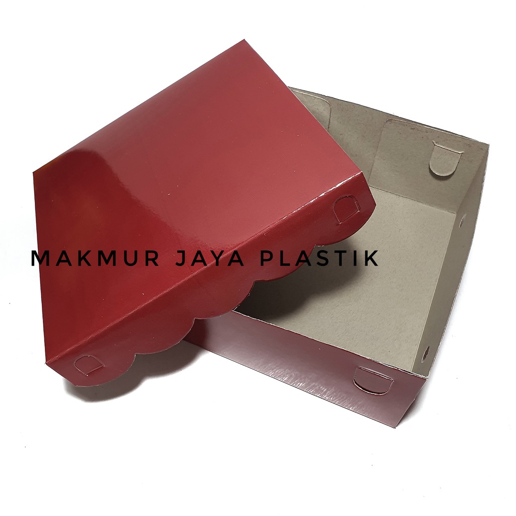 Jual BOX NASI KOTAK DUS 20X20 POLOS WARNA MERAH BAHAN TEBAL 400 GSM ...