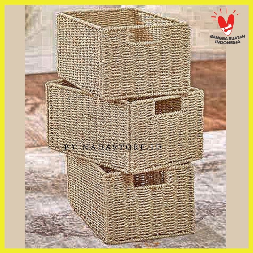 Jual KERANJANG ANYAMAN SEAGRASS/ BOX ANYAMAN SEAGRASS MULTISTORAGE ...