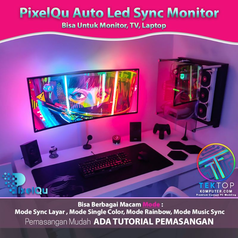 Jual PixelQu Smart Ambient Light Monitor Auto Sync Layar RGB Led Strip ...