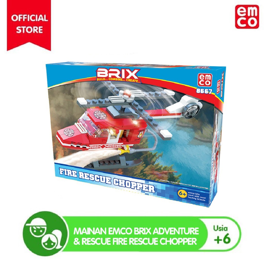 Jual Mainan EMCO Brix Adventure & Rescue Fire Rescue Chopper | Shopee ...