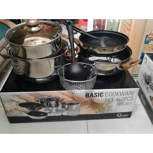 Jual Oxone OX-911 BASIC COOWARE KITCHEN SET ALAT MASAK PANCI 4+2 PCS | Shopee Indonesia