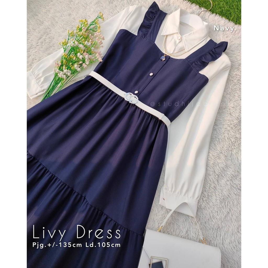 Jual LIVY DRESS /GAMIS REMAJA KOREAN STYLE FREE BELT /DRESS WANITA ...