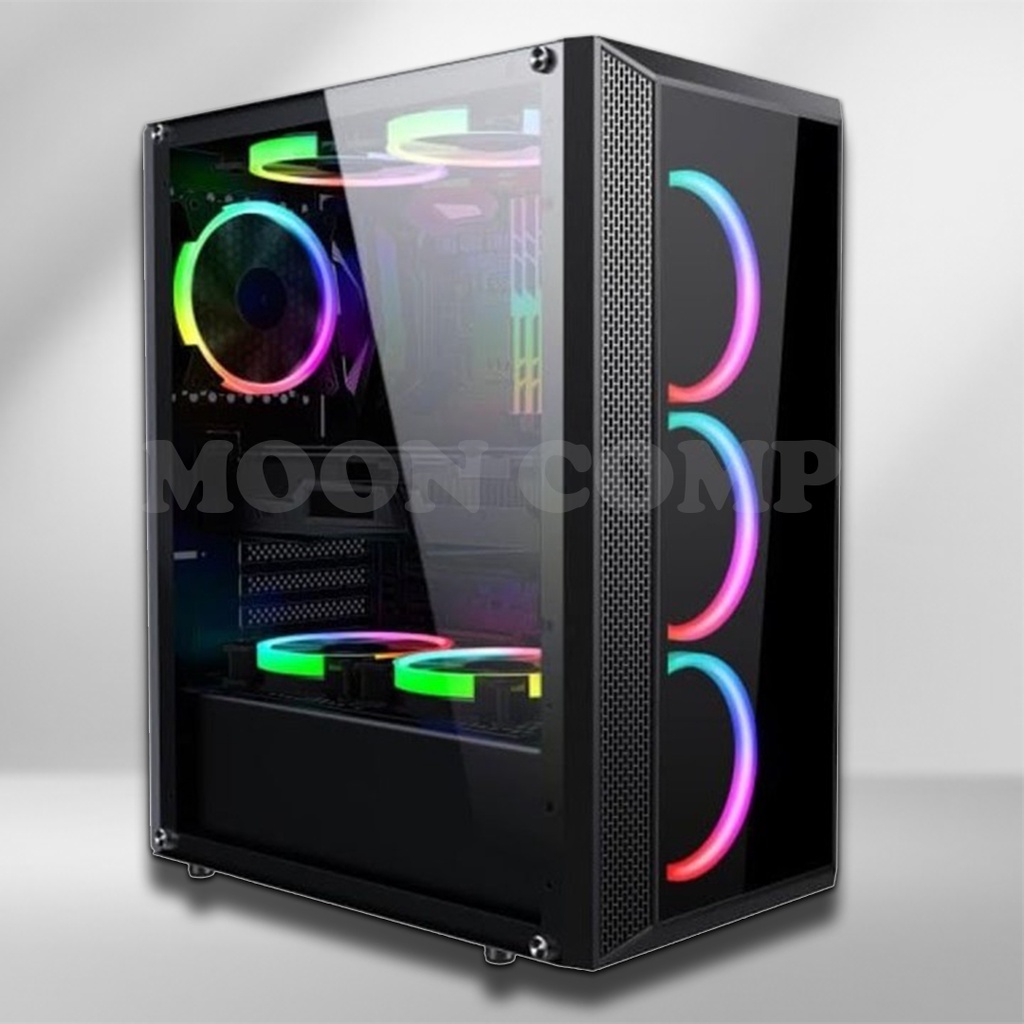 Jual GAMING CASE PC ENLIGHT ODIN TEMPERED GLASS CASING KOMPUTER +3 FAN ...