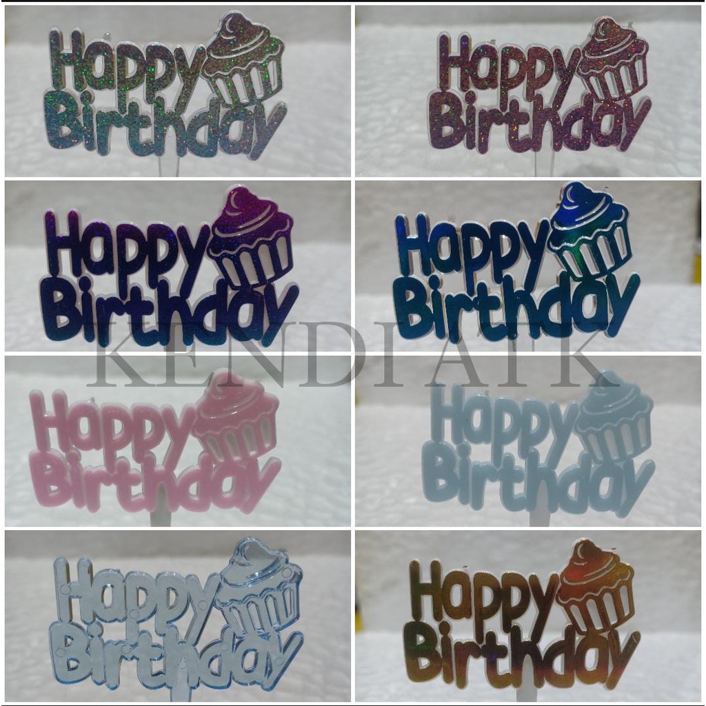 Jual CAKE TOPPER size MINI motif CUPCAKE "HAPPY BIRTHDAY" (SATUAN ...