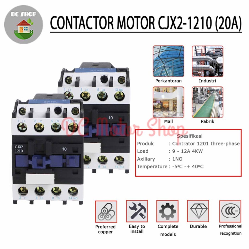 Jual Contactor Kontaktor Motor CJX2-1210 Coil 220V LC1D 1NO upto 660V 20A | Shopee Indonesia