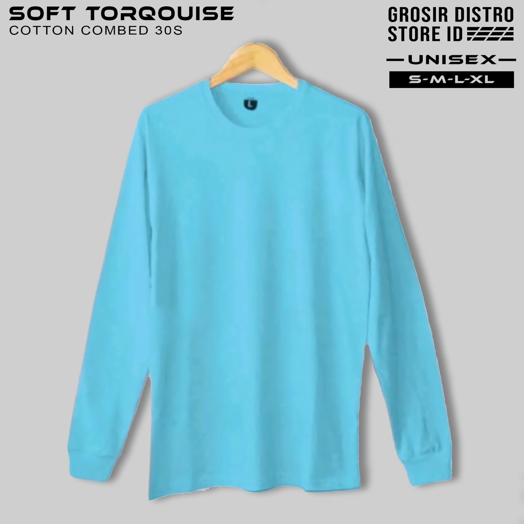 Jual KAOS POLOS COTTON COMBED 30S LENGAN PANJANG TURKISH MUDA BIRU MUDA ...