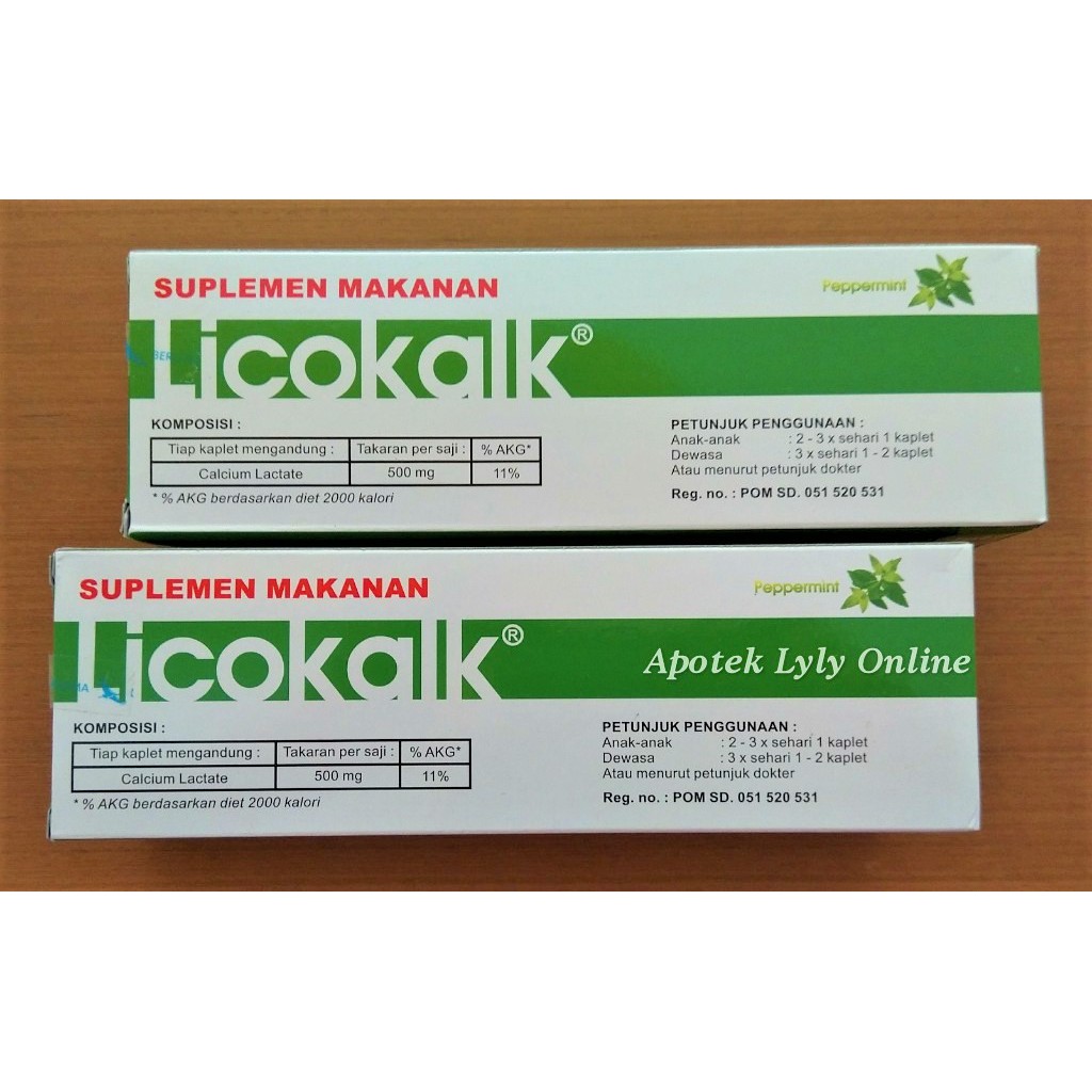 Jual Licokalk Kalsium Calcium Kalk 500 mg Box 100 Tablet | Shopee Indonesia
