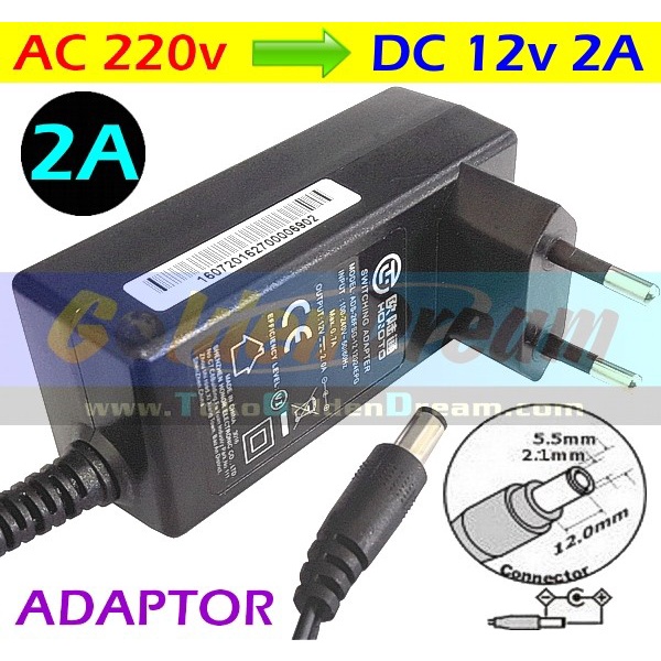 Jual Adaptor DC 12v 2A in: 220V AC Power Supply 2.1x5.5mm Adapter LED ...
