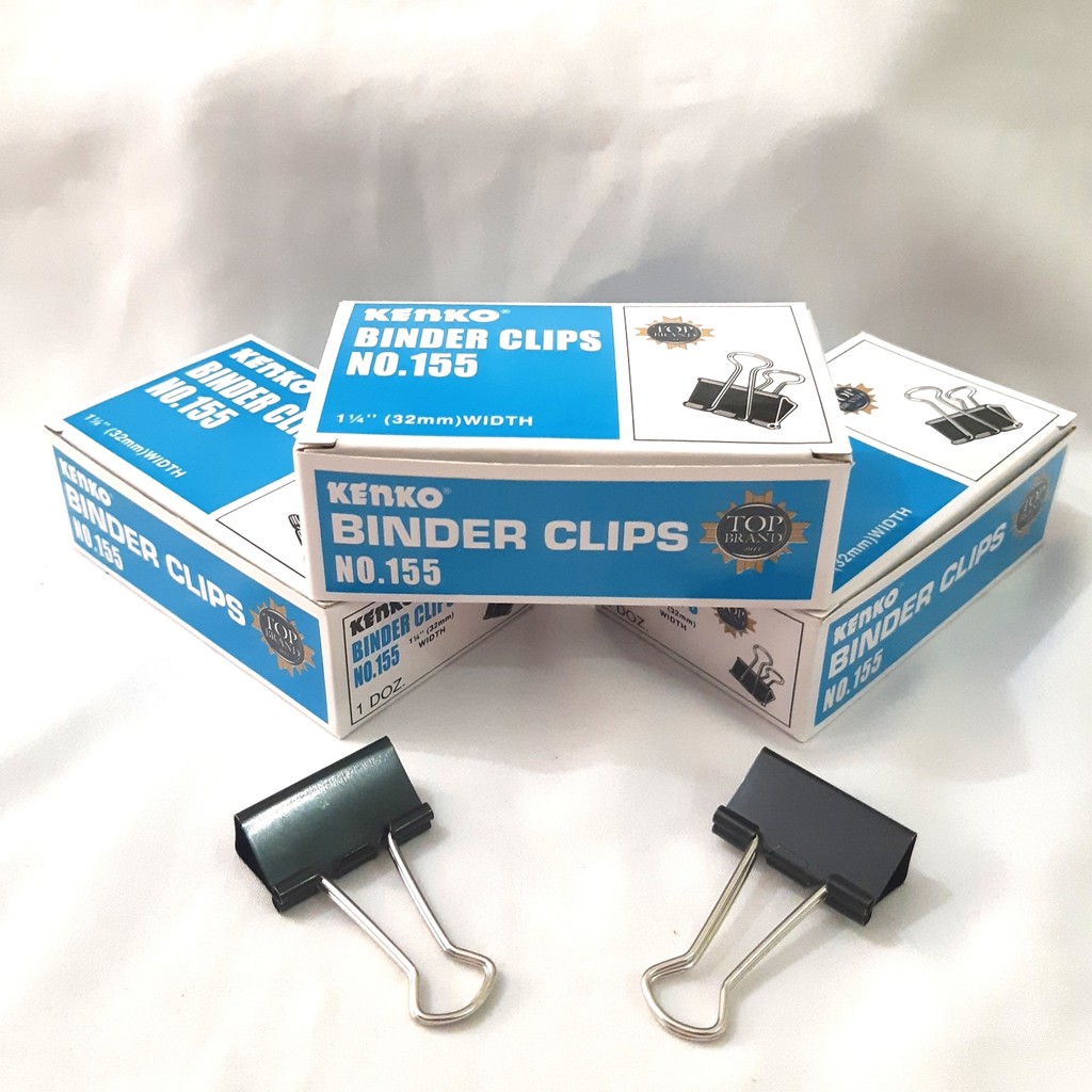 Jual (ISI 12)Penjepit Kertas Binder Clip/Clips No.155 Kenko Width/lebar ...