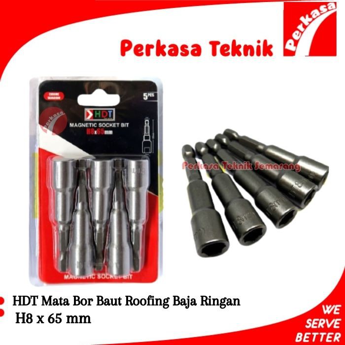 Jual Mata Bor Baut Roofing Baja Ringan HDT H8x65mm Magnetic Socket Bit ...