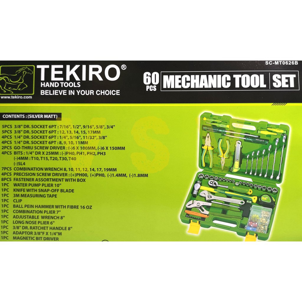 Jual TEKIRO TOOL SET 60 PCS / TOOLSET 60pcs / Mekanik TOOL SET 60 PCS ...
