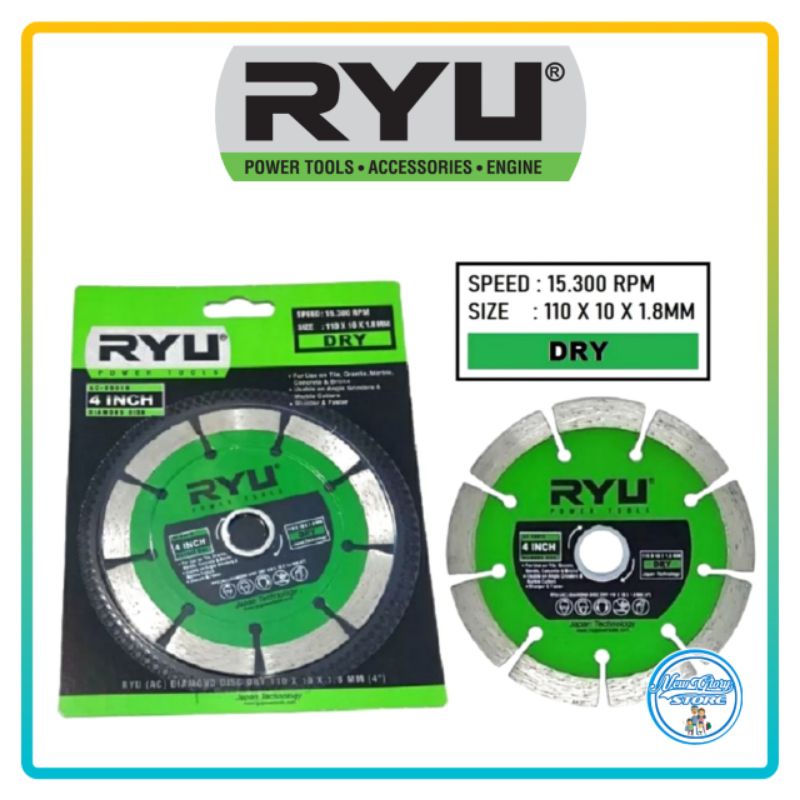 Jual Mata Potong Gerinda Merk Ryu Diamond Disc Dry 110 × 10 × 1.8 mm 4 ...