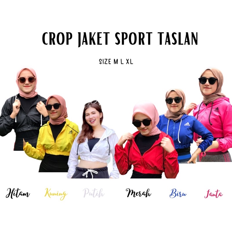 Jual Crop Jaket Running Bahan Taslan 6 Warna / Jaket Aerobik / Jaket ...