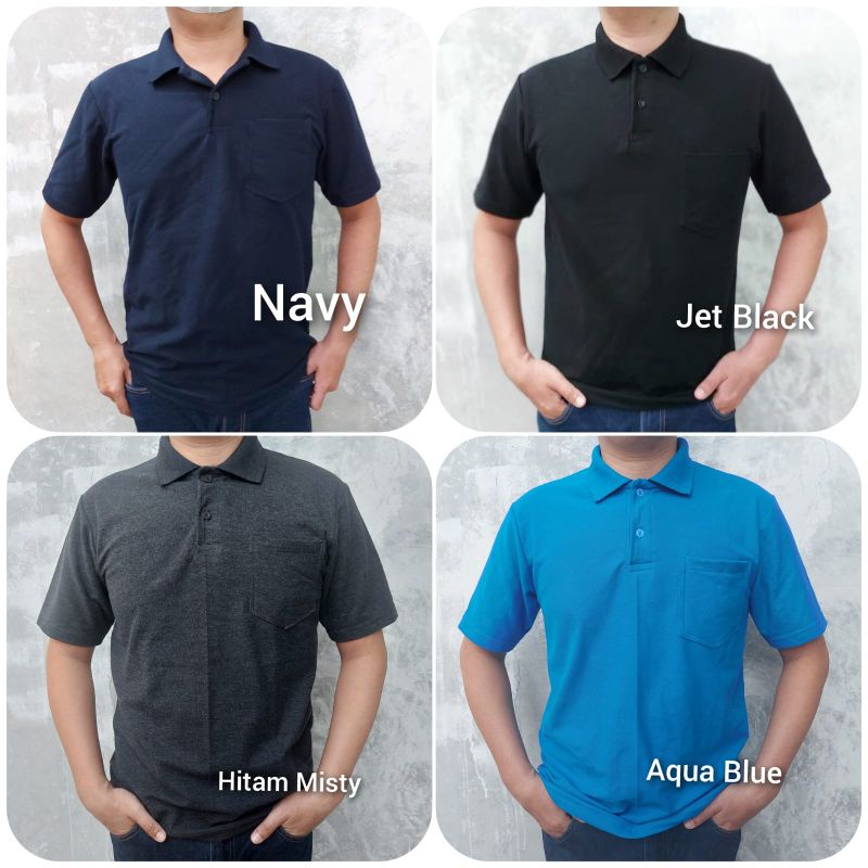 Jual Kaos Kerah Polo Shirt Cotton CVC Pique Knit 24s Yarn Spindle variasi saku Kantong | Shopee ...
