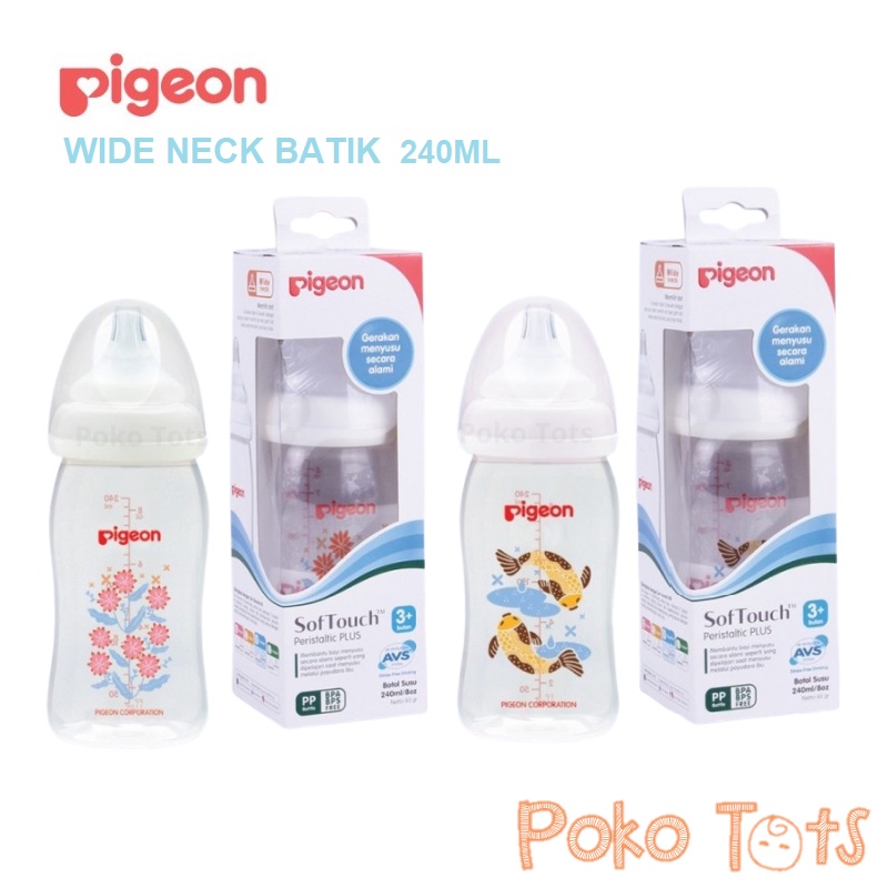 Jual Pigeon Batik Wide Neck Bottle 240ml Nipple SofTouch Botol Susu ...