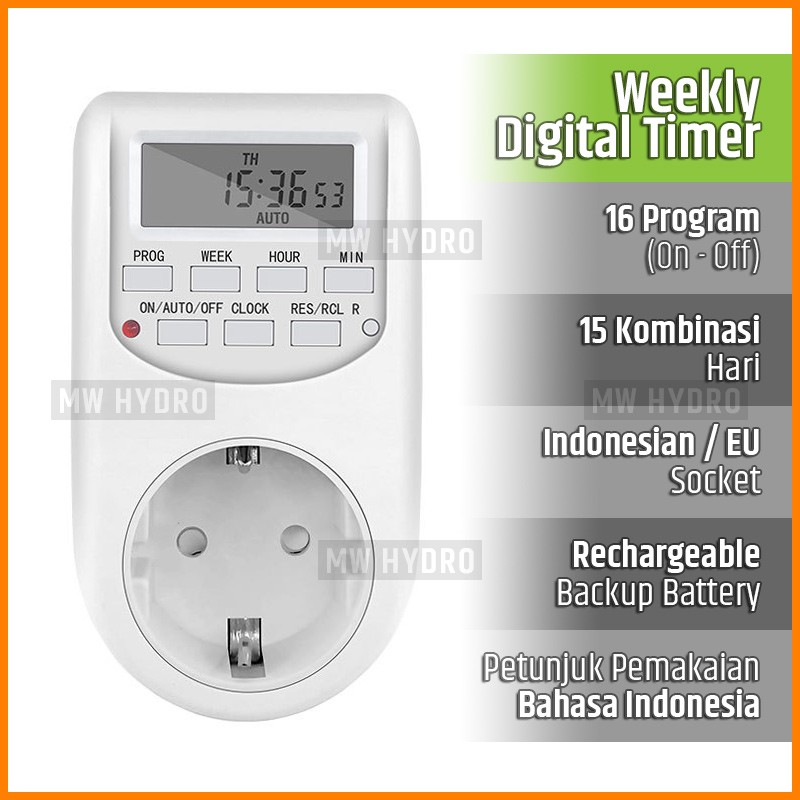 Jual Programmable Digital Timer Switch - Stop Kontak - 16 Program On ...