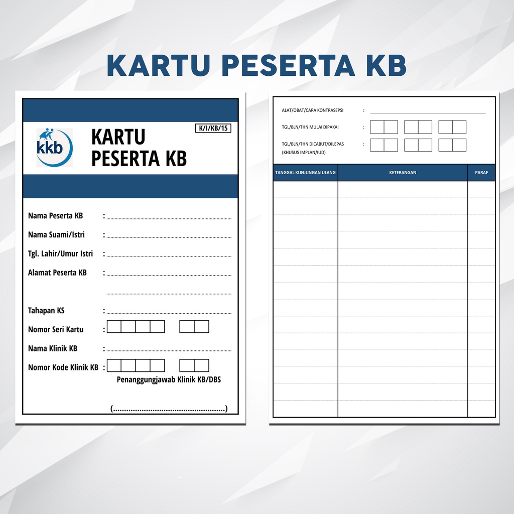Jual Kartu Peserta KB (Keluarga Berencana) / Akseptor KB Murah (1 Pack ...