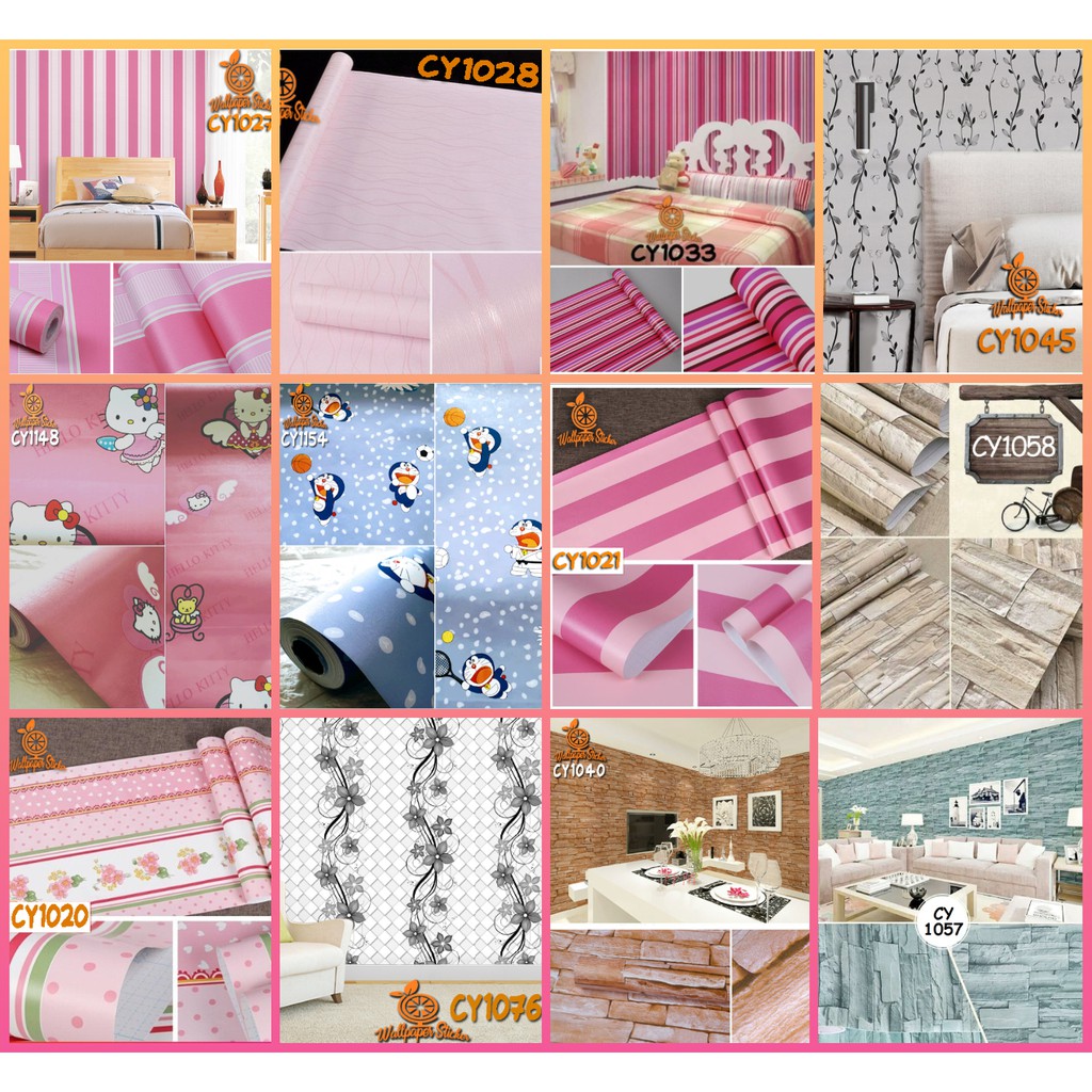 Jual Wallpaper Stiker Salur Wallstiker Dinding Ukuran 45 cm x 8 meter Wallpaper Dinding Kamar ...