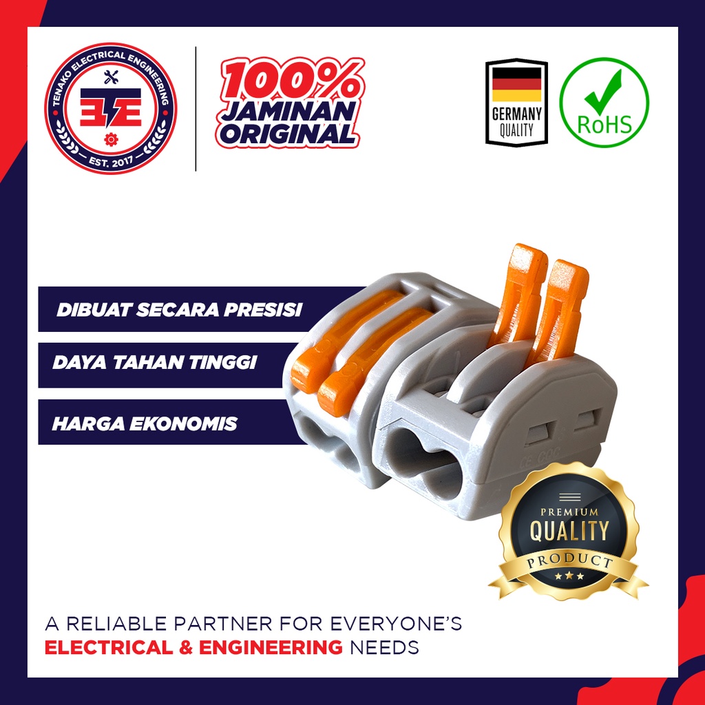 Jual WAGO Cable Connector PCT-212 Konektor Kabel Model WAGO 2 Wire Compact Terminal Block Lever ...