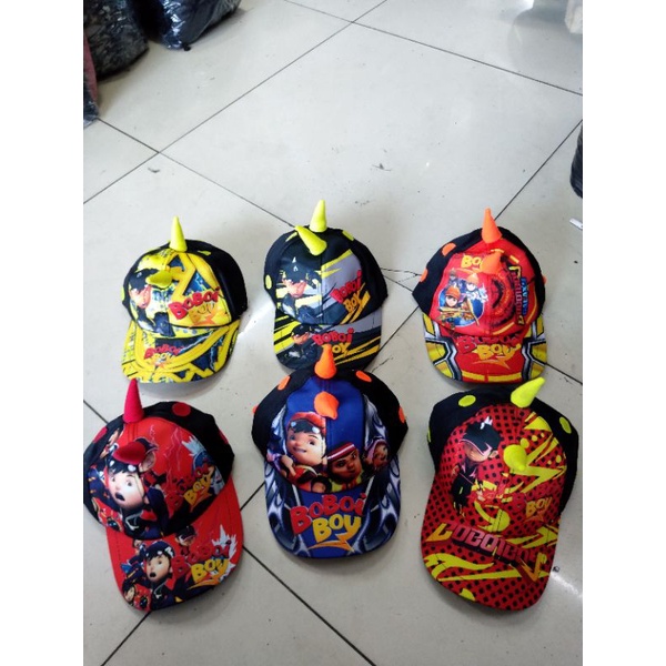 Jual Topi Boboy anak print tanduk/topi Boboy/topi tanduk/New cap black ...