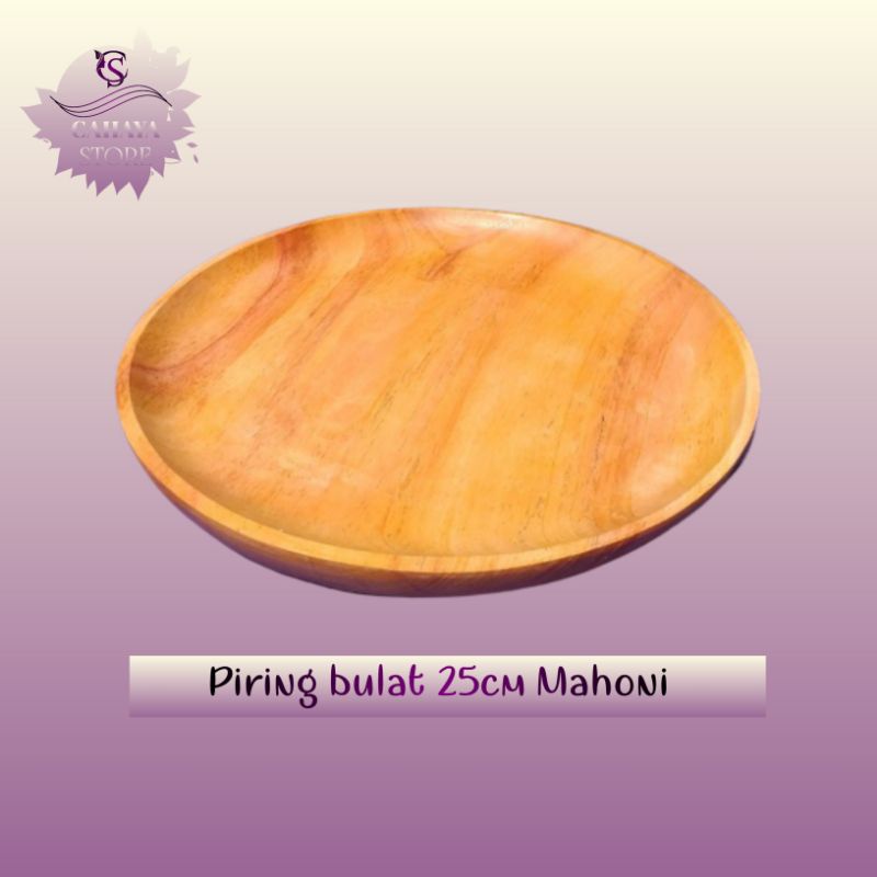Jual piring kayu bulat 25cm/ piring cantik/piring plastik/piring ...