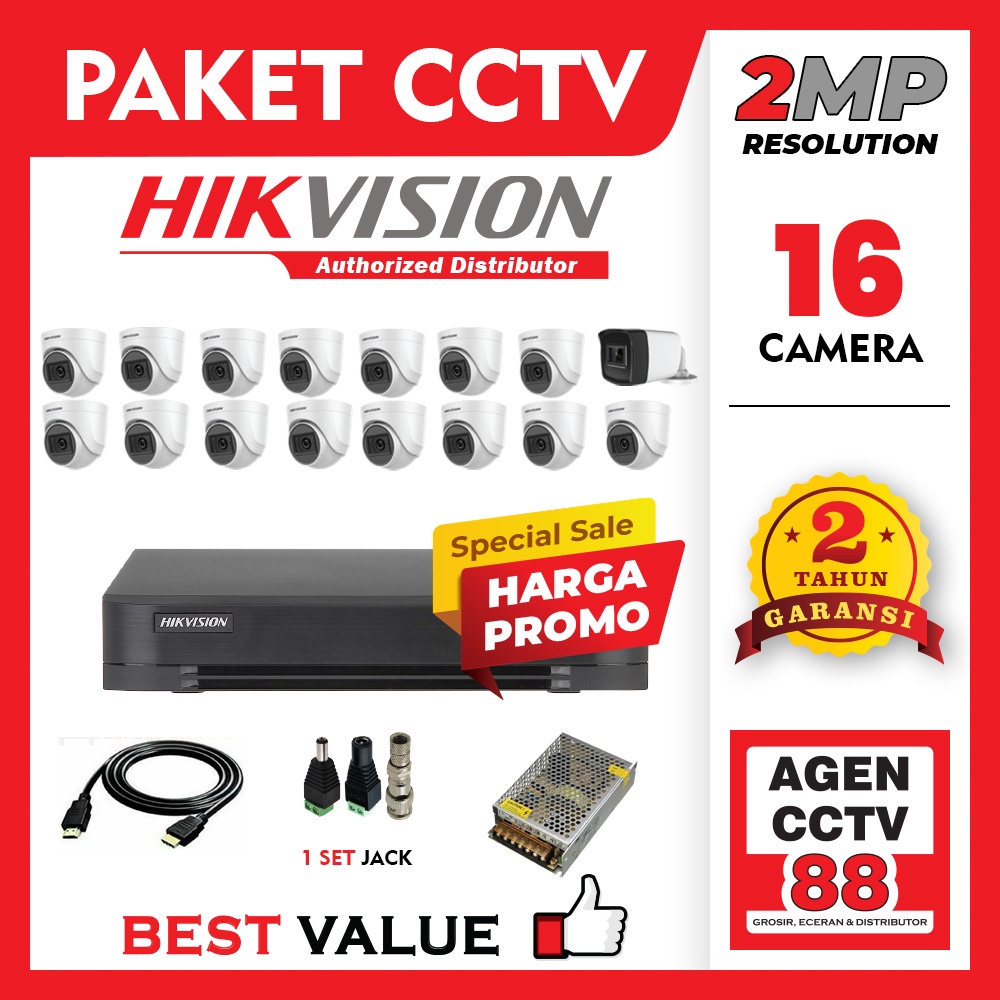 Jual Paket CCTV HIKVISION 16CH 16 Channel Kamera Full HD 2MP Harga ...
