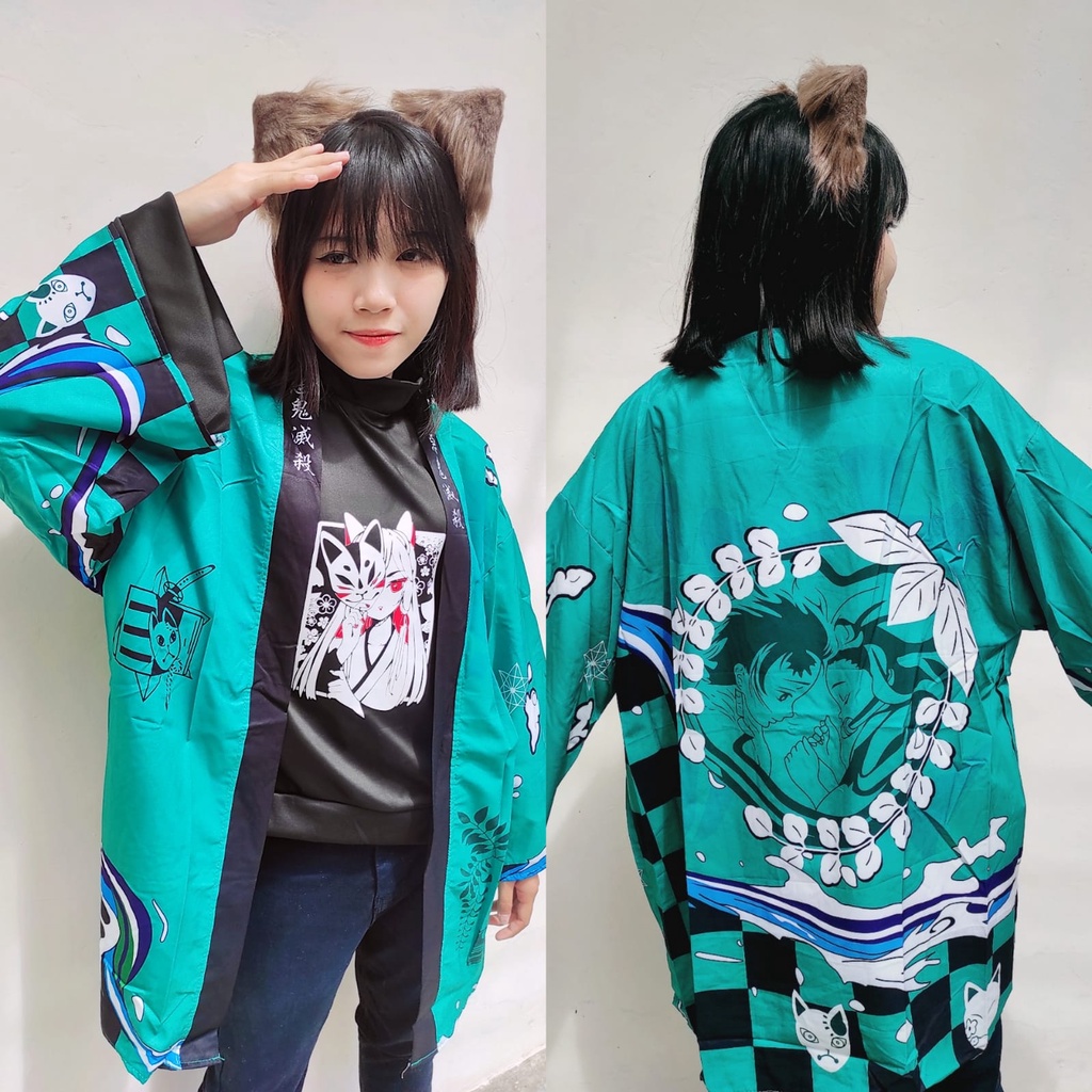 Jual HAORI TANJIRO NEZUKO KIMETSU NO YAIBA CARDIGAN KIMONO | Shopee ...