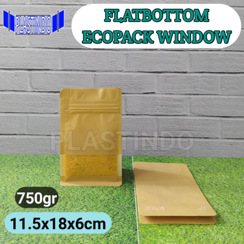 Jual FLAT BOTTOM ECOPACK Window 750gr FB Kpack Kemasan Kopi paperkraft ...