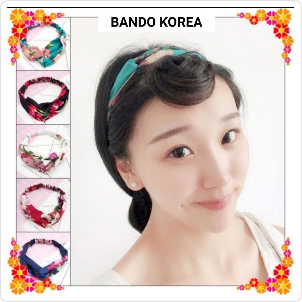 Jual FLOWER HEADBAND BANDO BANDANA KAIN ELASTIS KOREA MOTIF BUNGA ...