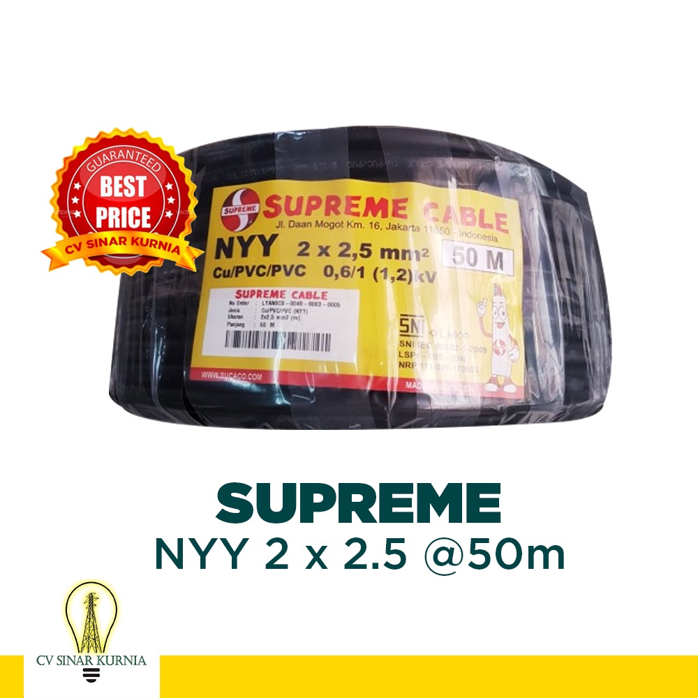Jual Kabel Listrik NYY 2x2.5 mm 2x2,5 SUPREME| SUPREME Kabel NYY| 50M murah ASLI | Shopee Indonesia
