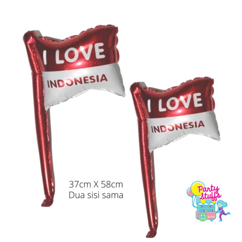 Jual Balon foil stick bendera / Balon foil 2 sisi bendera dirgahayu ...