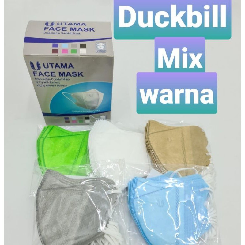 Jual Masker Duckbill merk UTAMA mix warna isi 50 pcs | Shopee Indonesia
