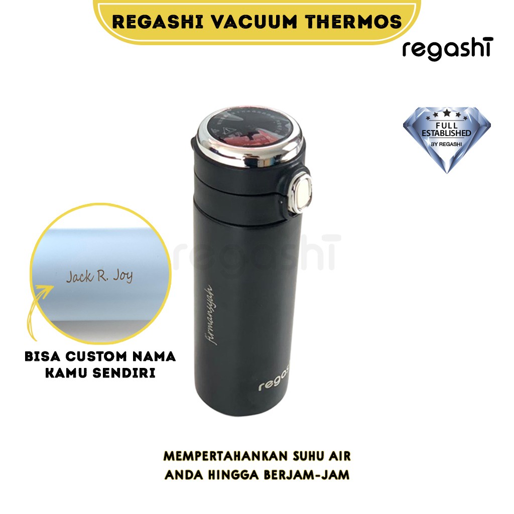 Jual Regashi Smart Thermos With Temperature Display Custom Nama | Botol Minum Vacuum Tumbler ...