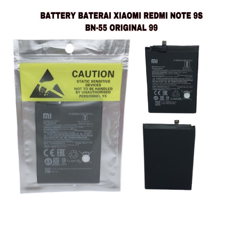 Jual BATTERY BATERAI BATRE XIAOMI REDMI NOTE 9S BN-55 BN55 ORIGINAL 99 ...