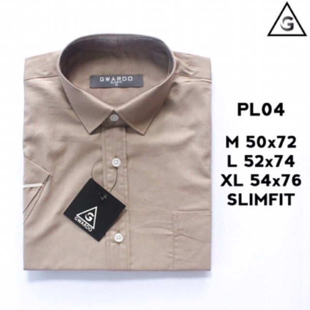 Jual GWARDO Kemeja SLIMFIT Lengan PENDEK COKLAT MUDA Pria PL04 | Shopee ...