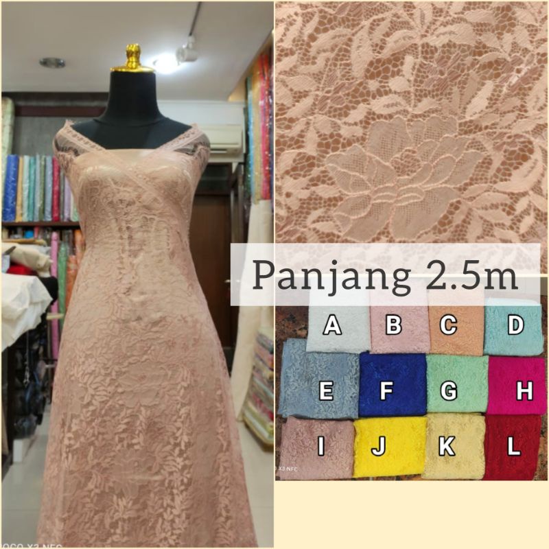 Jual Kain Chantily Brokat Kebaya Semi Paris (2.5m x 1.45m) | Shopee ...