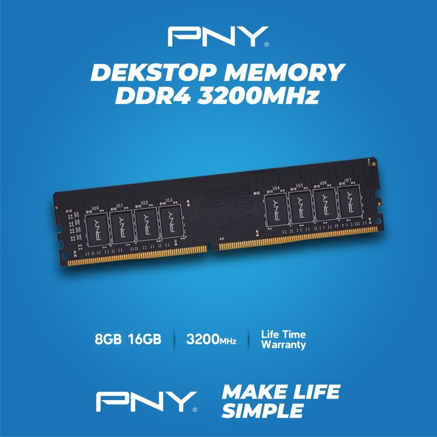 Jual RAM PNY Longdimm 8GB / 16GB DDR4 3200 Mhz Memory Desktop Computer ...
