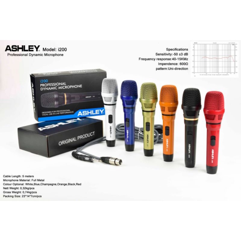 Jual MICROPHONE MIC ASHLEY I200 i200 VOCAL DYNAMIC ORIGINAL | Shopee ...