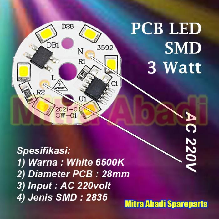 Jual Lampu LED SMD PCB Aluminium AC 220V 220 Volt Round Bulat | Shopee ...