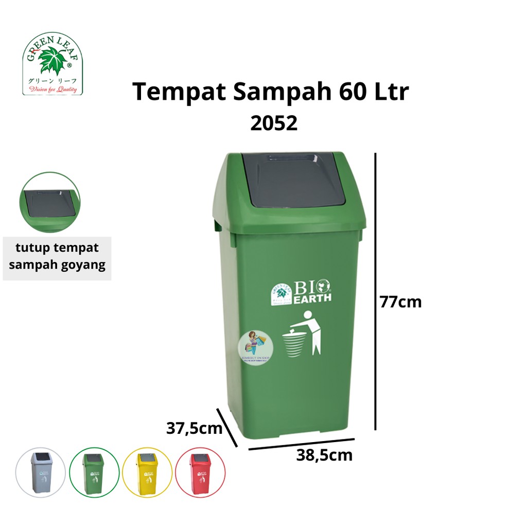 Jual Tempat Sampah BIO Injak 60 Liter 2052 Green Leaf | Shopee Indonesia
