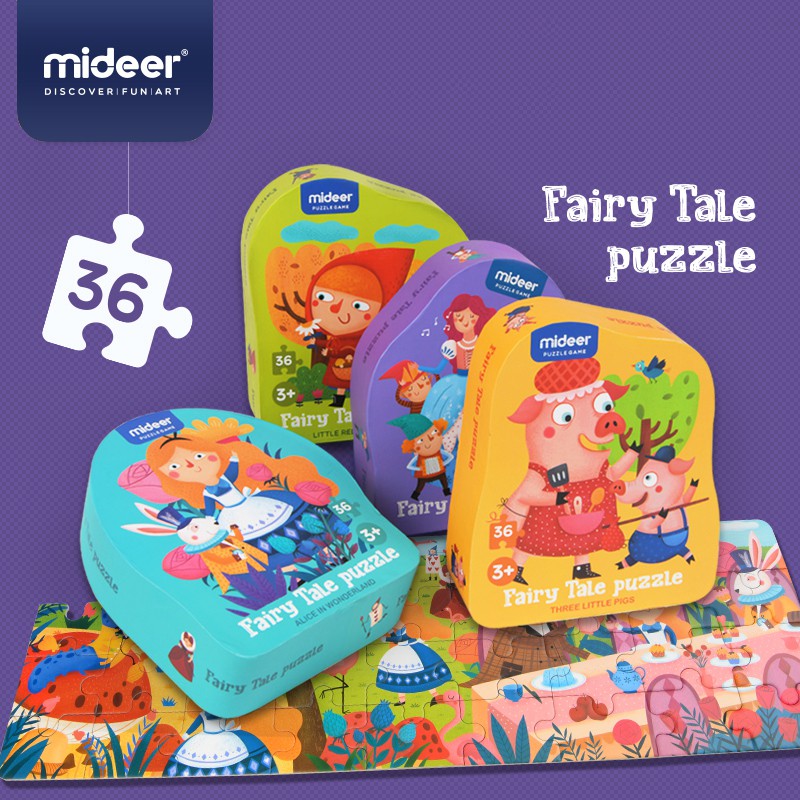 Jual Mideer Fairy Tale Puzzle Little Red Riding Hood Three Little Pigs ...