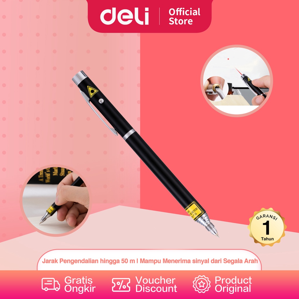 Jual Deli Laser Pointer Wireless 3 in 1 Pen Laser Presentasi Bisa ...