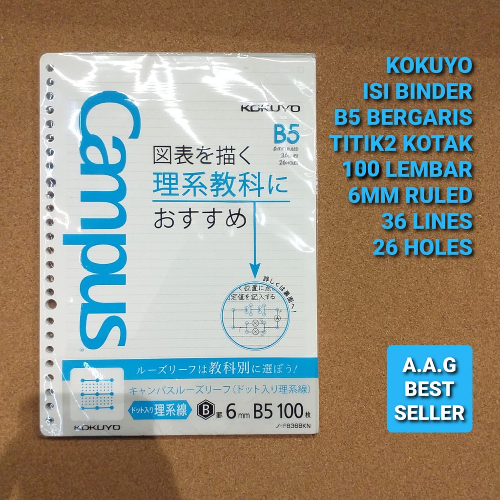 Jual KOKUYO ISI BINDER B5 BERGARIS TITIK2 KOTAK 100 LEMBAR 6MM RULED 36 ...